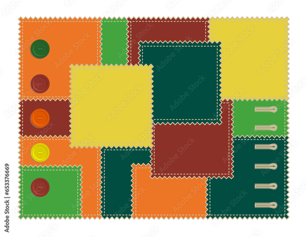 Digital illustration of patchwork, including patches in autumn tones ...