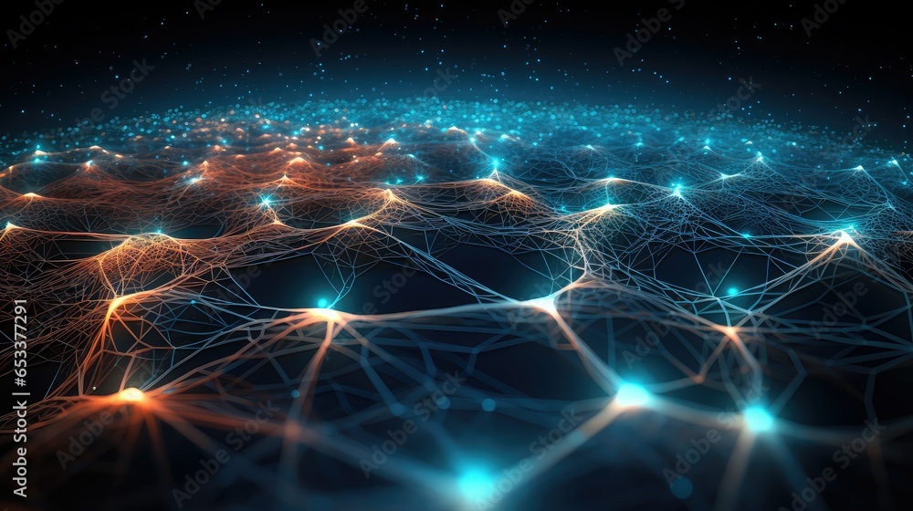 information digital data flow illustration ai system, business ...