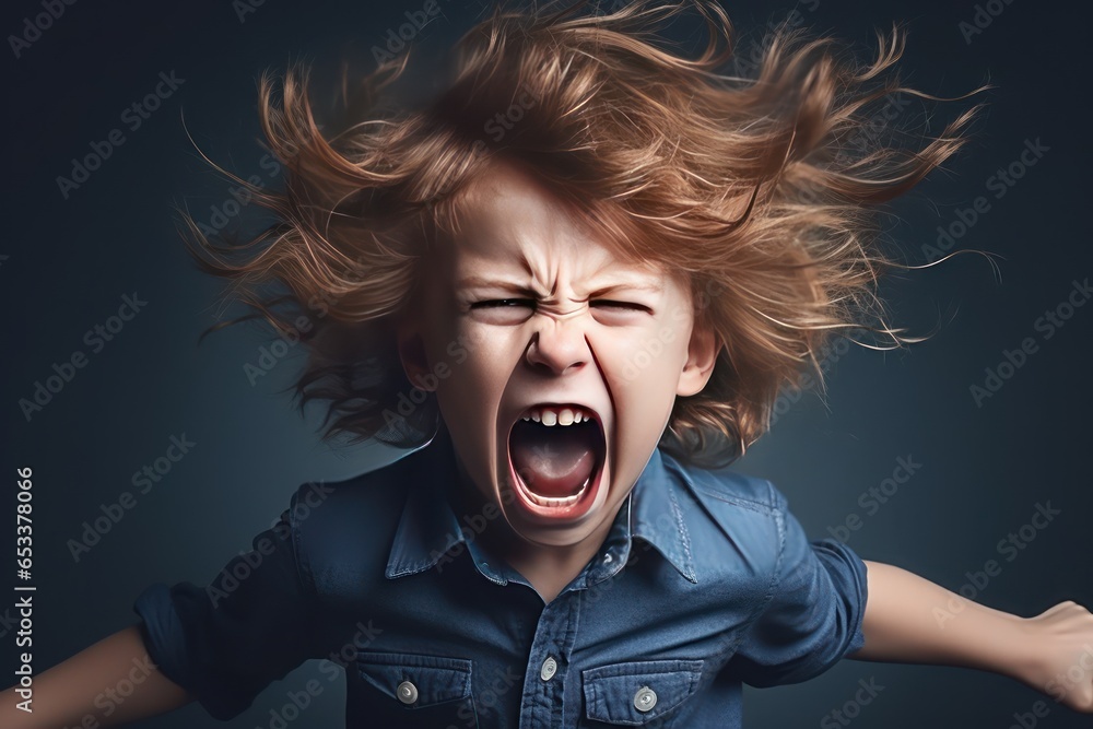 Angry irritated boy. Emotional portrait of an upset preteen boy ...