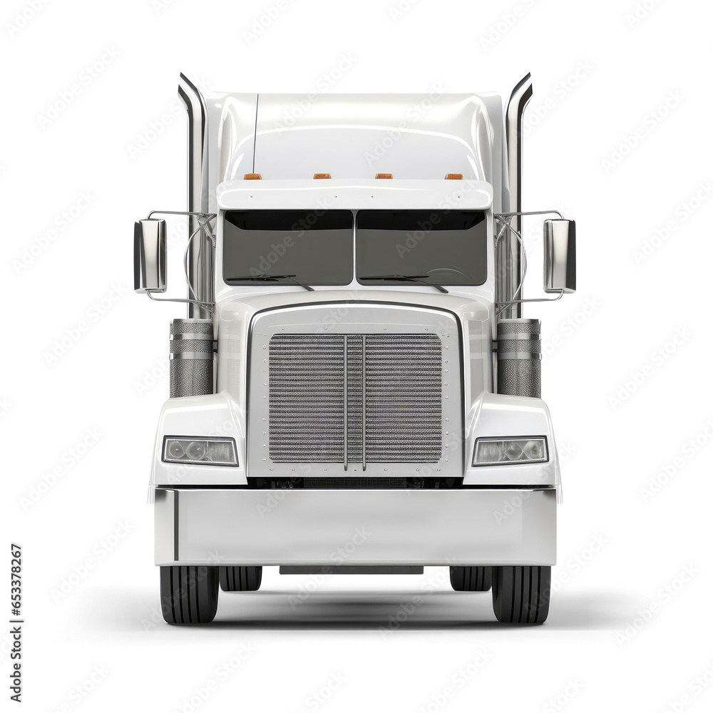 Front view of a white American truck head on transparent background ...