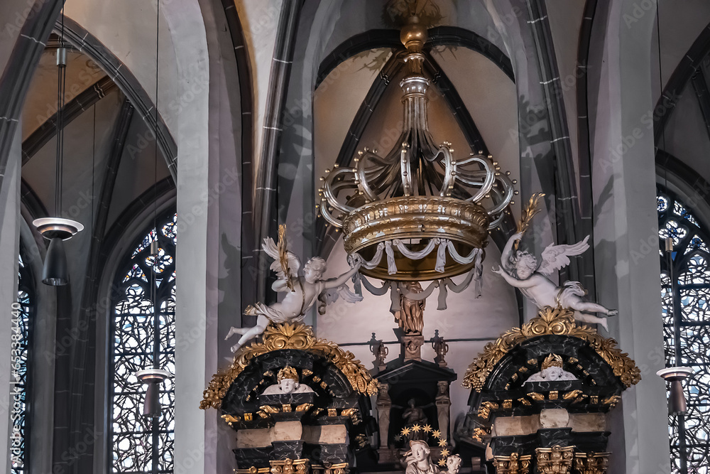 Interior of Saint Lambertus church (Lambertuskirche, built in 1206) is ...