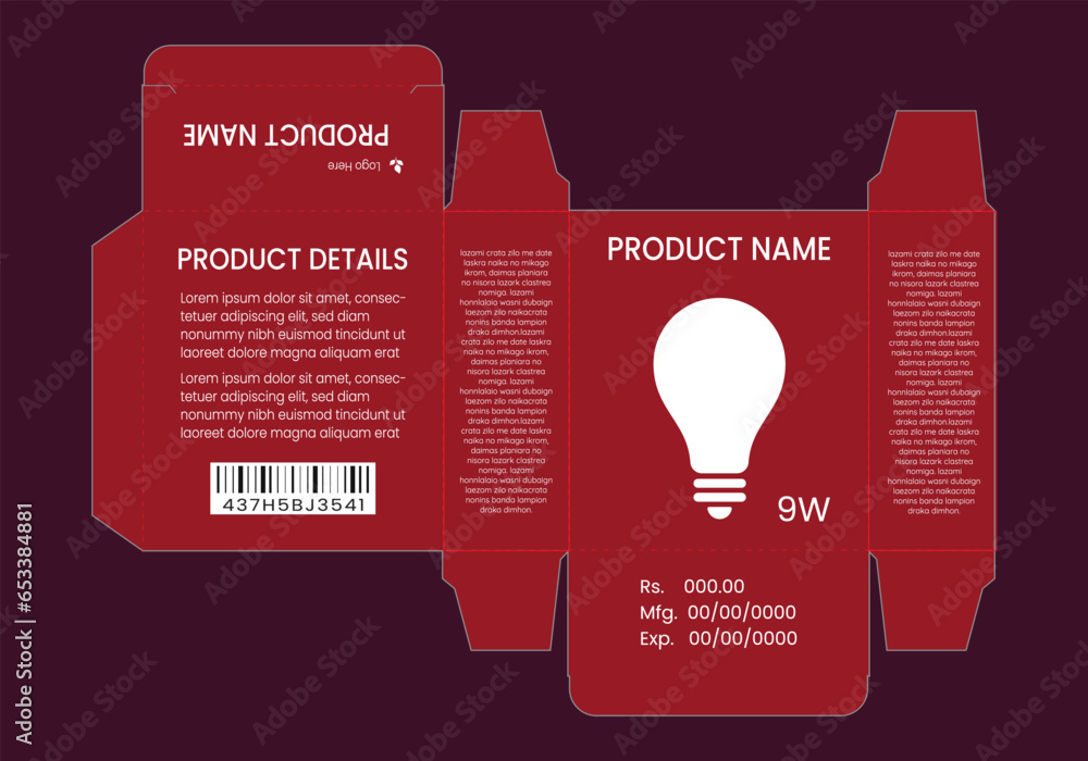 Premium paper box die cut template with 3d mock up, supplement box ...