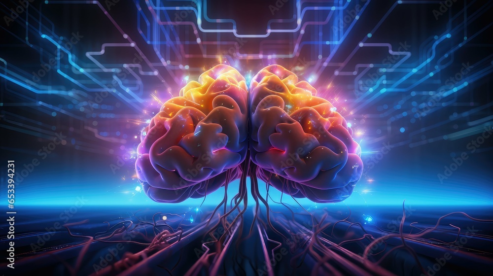 background brain synapse scan illustration idea technology, system ...