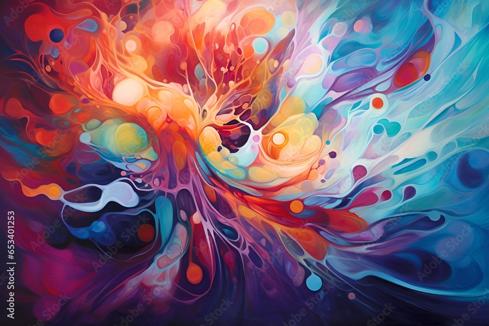 Dive into the realistic world of abstract art, where vibrant shapes and ...