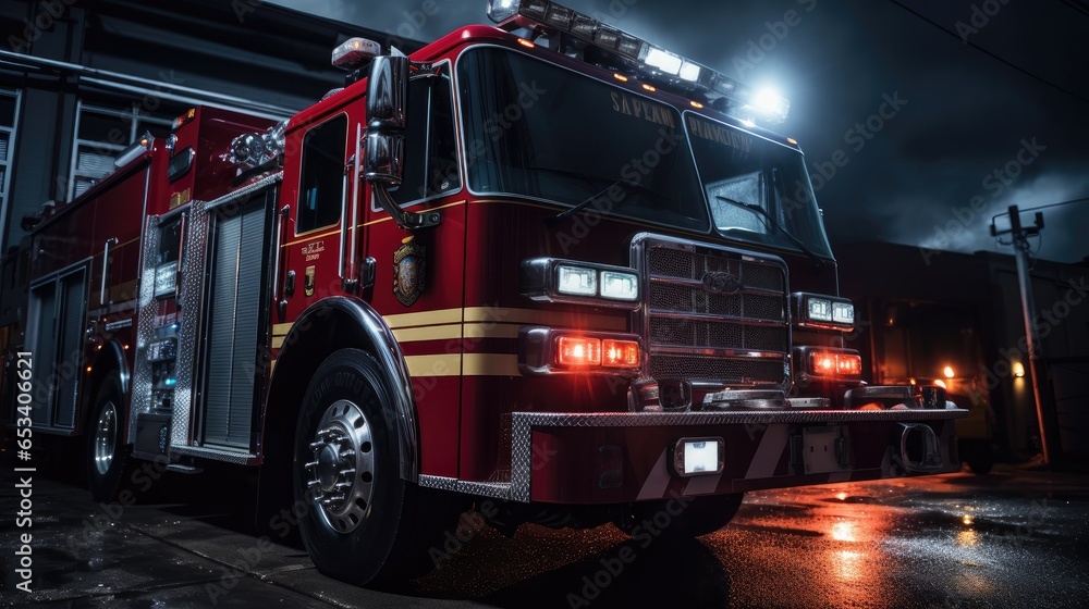 precision and power of a parked fire truck, the guardian of urban ...