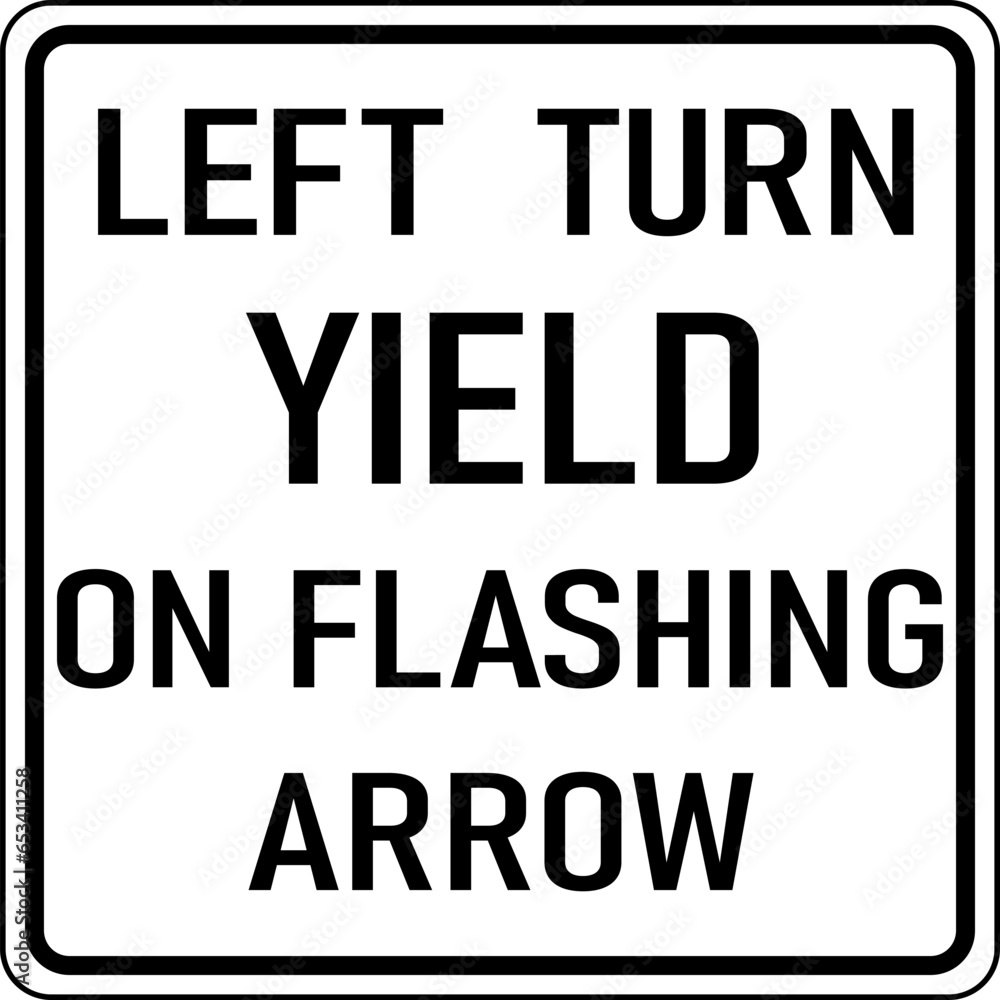 Vecteur Stock Vector graphic of a black Left Turn Yield on Flashing ...