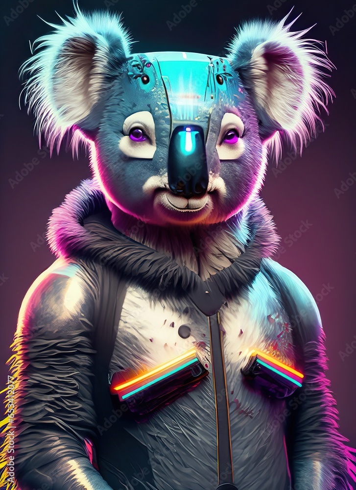 Hyper realistic rendering of futuristic cyberpunk Koala bear Stock ...