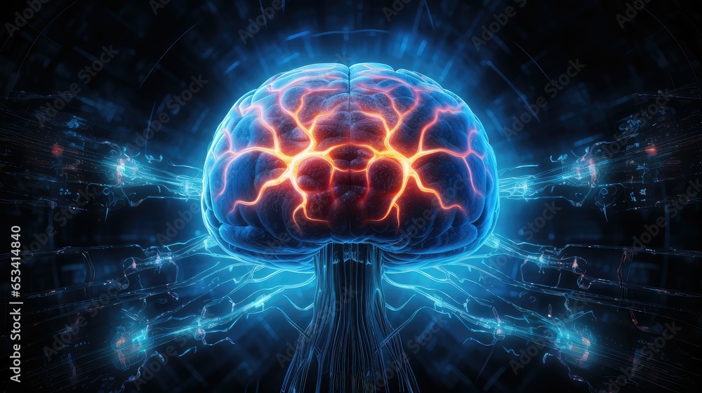 background brain synapse scan illustration idea technology, system ...