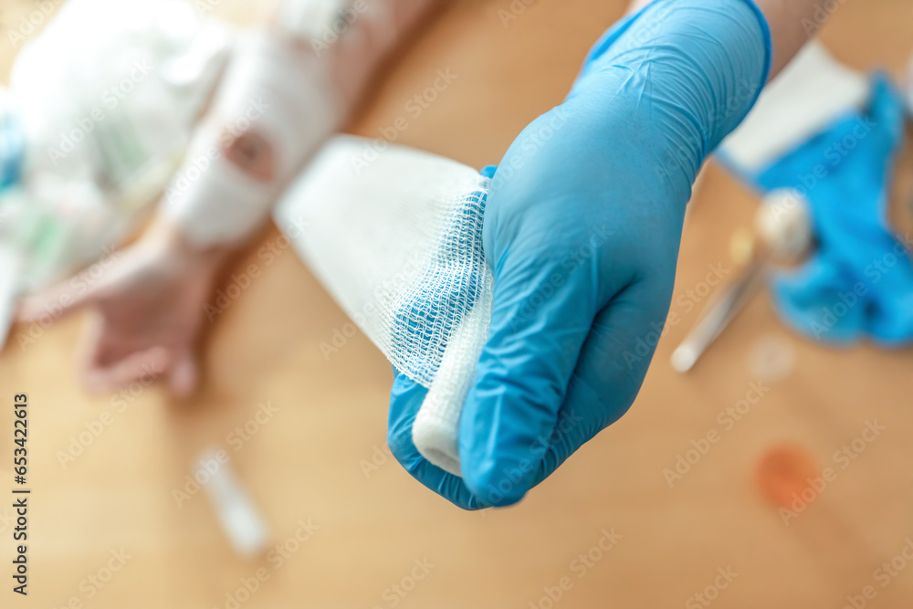 Wound care concept: Symbolizing change of dressing and cleaning and ...