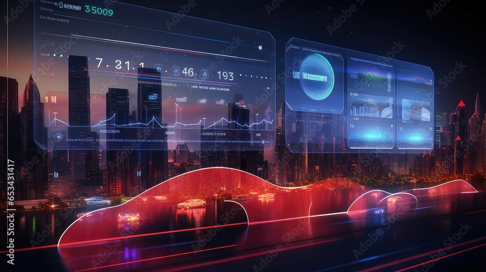 road route dashboard futuristic illustration app location, technology ...