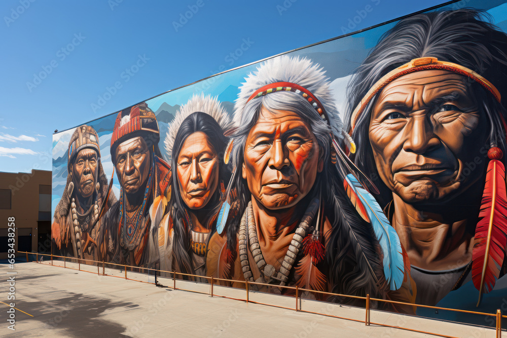 A mural depicting the unity of indigenous peoples in the fight for ...