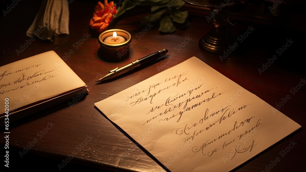 An antique letter, penned in exquisite copperplate script, with a ...