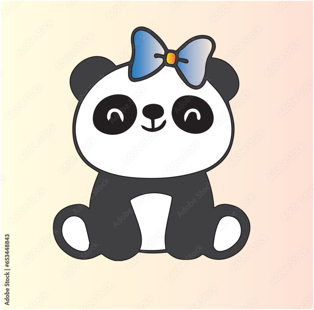 Cute panda paw cartoon, vector illustration. color page panda line art ...