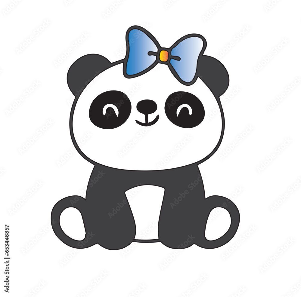 Cute panda paw cartoon, vector illustration. color page panda line art ...