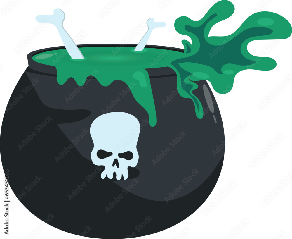 Happy Halloween witch cauldron pot poison pot vector illustration ...