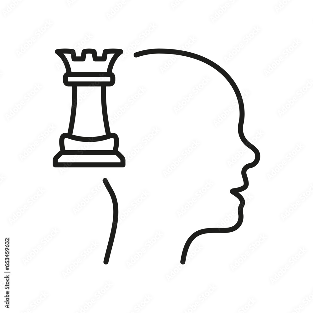 Strategic Thinking Line Icon. Strategy Think Linear Pictogram. Mental ...