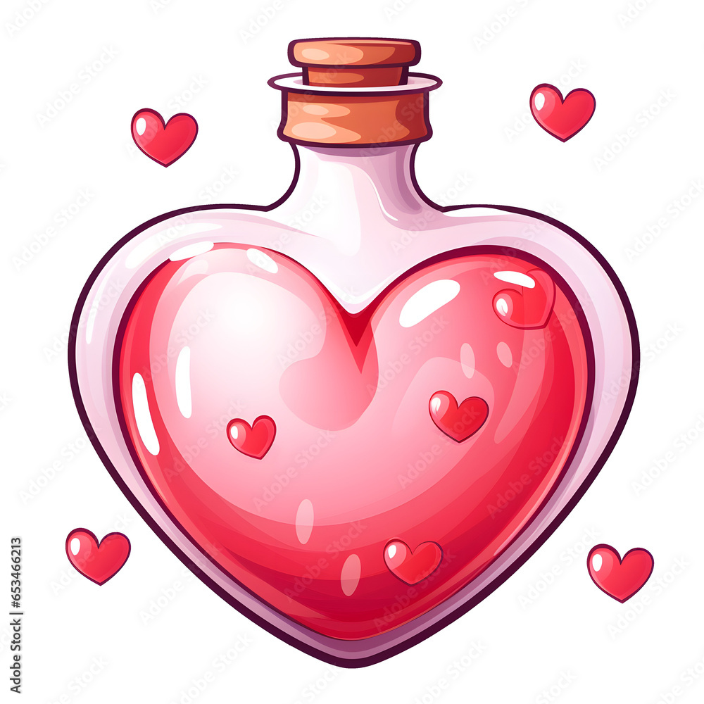 cartoon clipart of Heart-shaped love potion bottle, valentines day ...