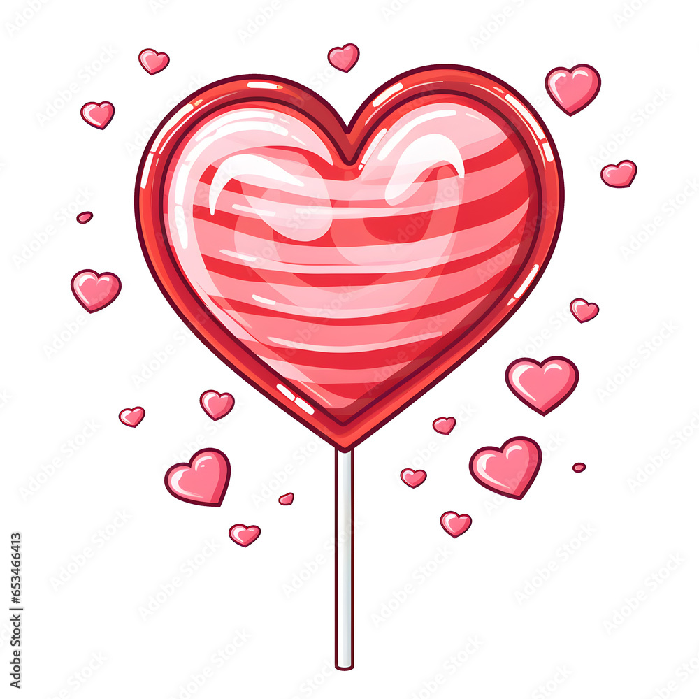 cartoon clipart of heart-shaped lollipop, valentines day artwork ...