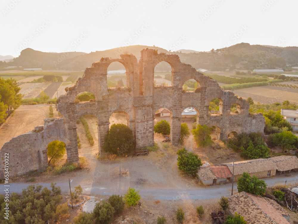 Aspendos Ancient City. Aspendos acropolis city ruins, cisterns ...
