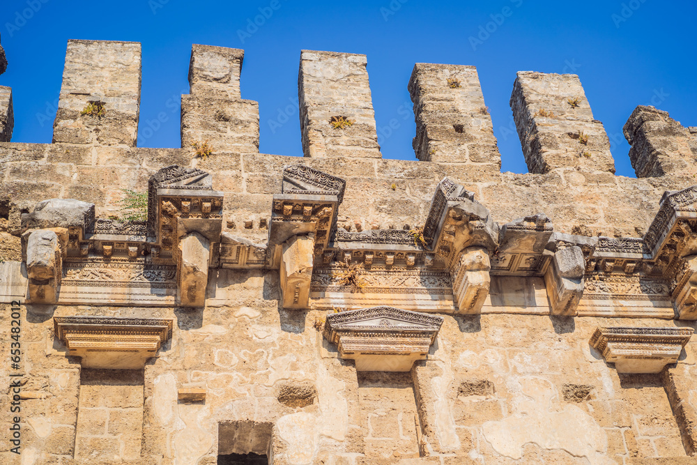 Aspendos Ancient City. Aspendos acropolis city ruins, cisterns ...