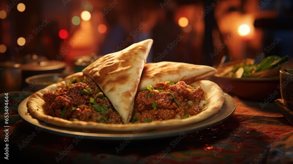 Fotka „This captivating portrait showcases hawawshi, a popular Egyptian ...