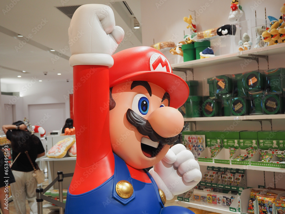 TOKYO, JAPAN - September 22, 2023: Detail of a model of Mario inside ...