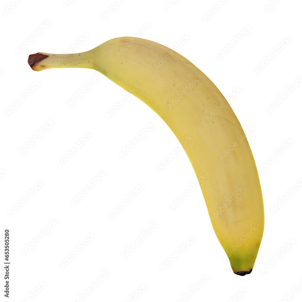 one yellow banana isolated on transparent background organic fruit 3d ...