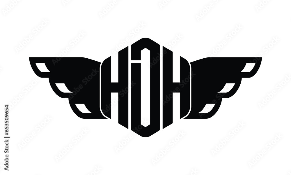 HDH three-letter butterfly iconic logo design vector template | polygon ...