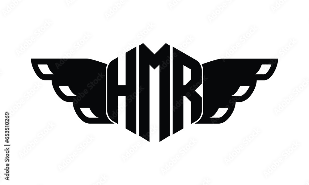 HMR three-letter butterfly iconic logo design vector template | polygon ...