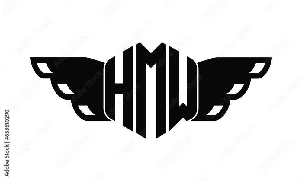 HMW three-letter butterfly iconic logo design vector template | polygon ...