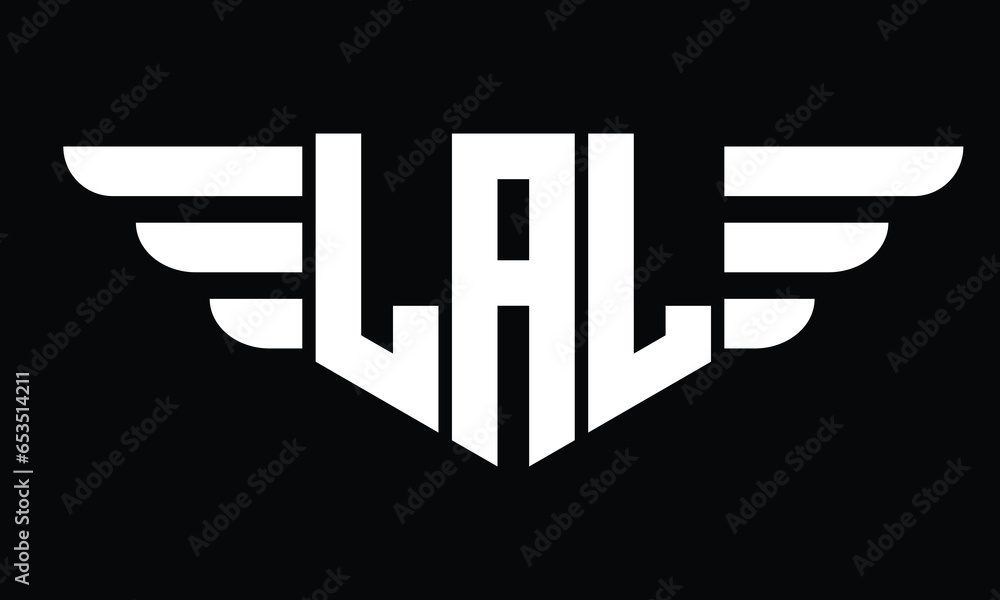 LAL three letter logo, creative wings shape logo design vector template ...