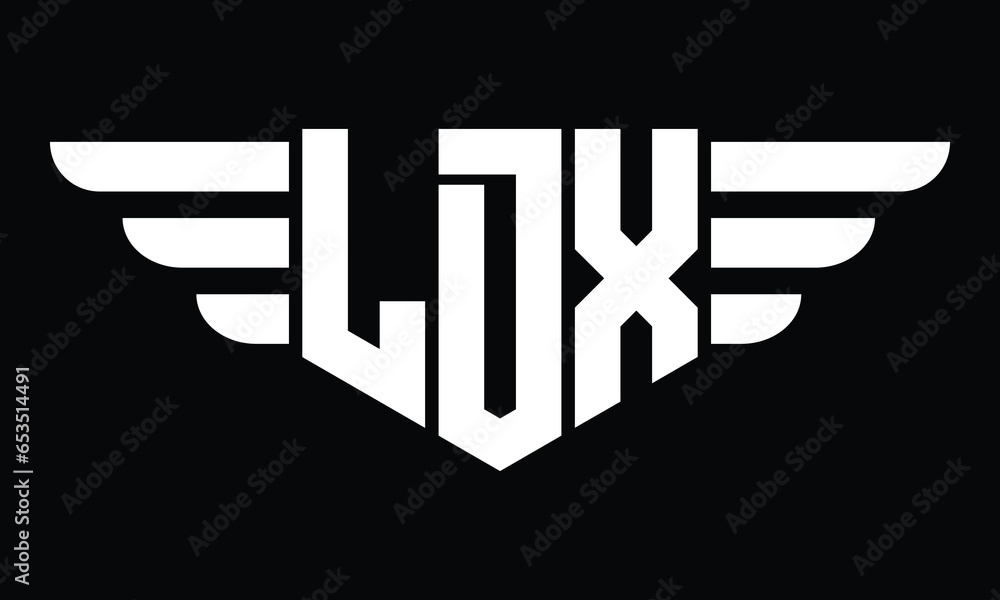 LEX three letter logo, creative wings shape logo design vector template ...