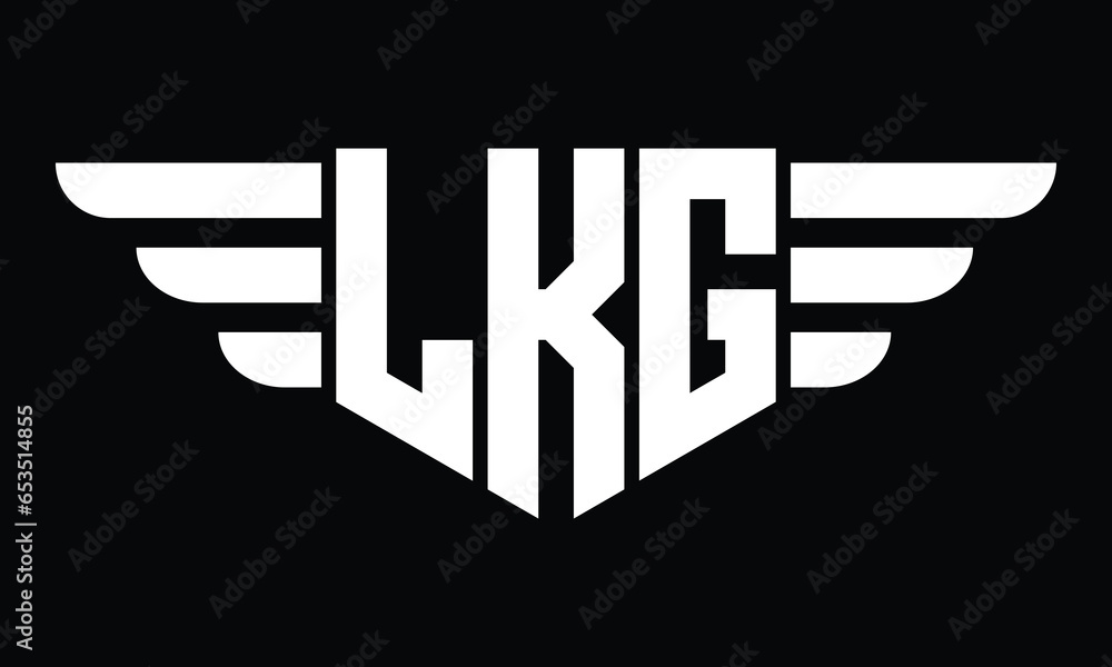 LKG three letter logo, creative wings shape logo design vector template ...