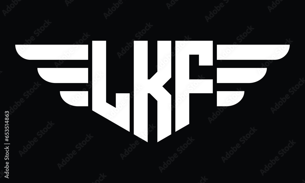 LKF three letter logo, creative wings shape logo design vector template ...