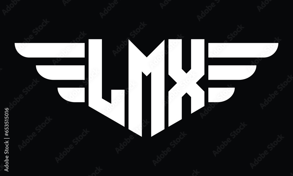 LMX three letter logo, creative wings shape logo design vector template ...