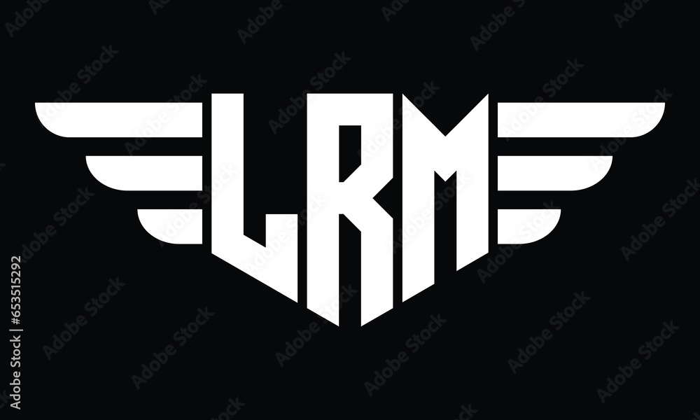 LRM three letter logo, creative wings shape logo design vector template ...