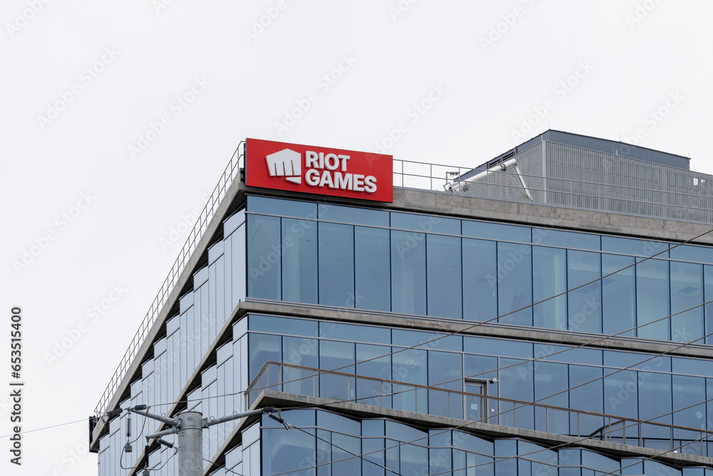 Riot Games office building at West Edge in Los Angeles, California, USA ...