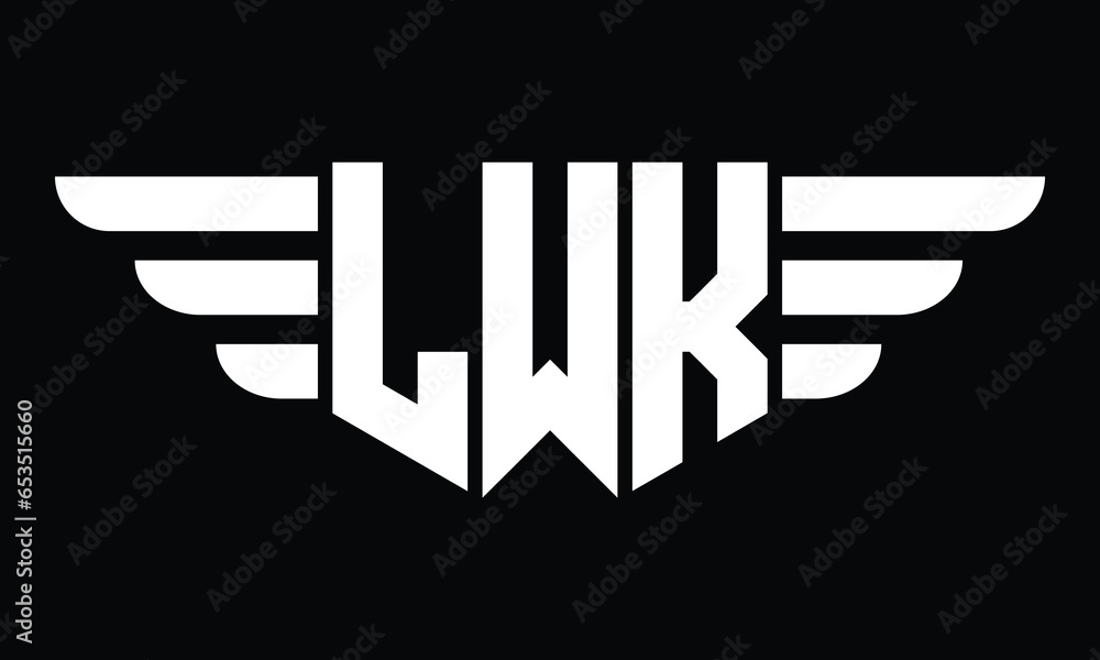 LWK three letter logo, creative wings shape logo design vector template ...