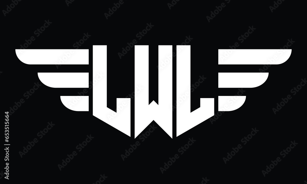 LWL three letter logo, creative wings shape logo design vector template ...