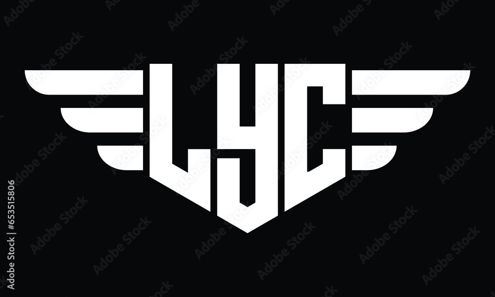 LYC three letter logo, creative wings shape logo design vector template ...
