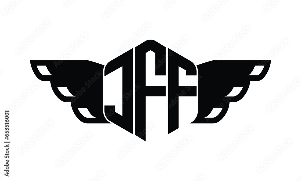 JFF three-letter butterfly iconic logo design vector template | polygon ...