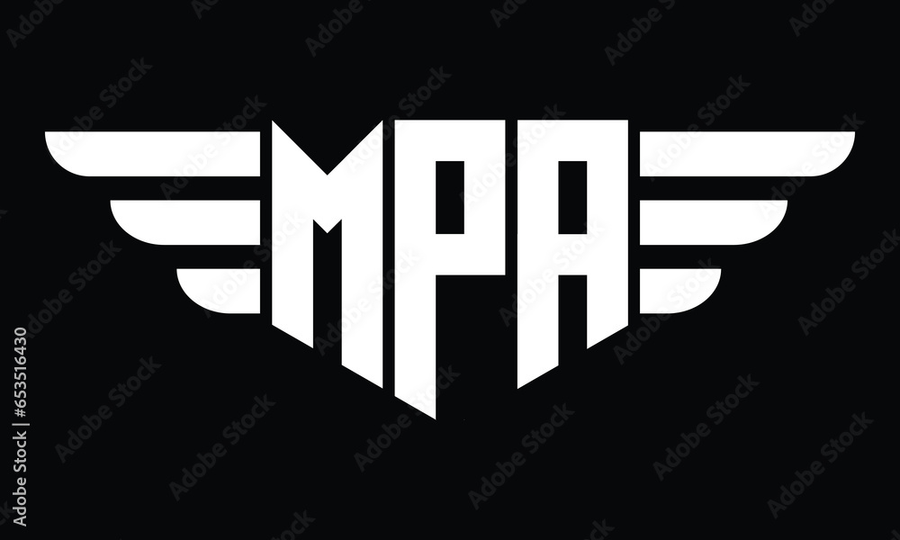 MPA three letter logo, creative wings shape logo design vector template ...