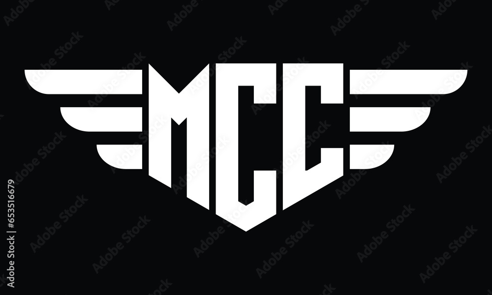MCC three letter logo, creative wings shape logo design vector template ...