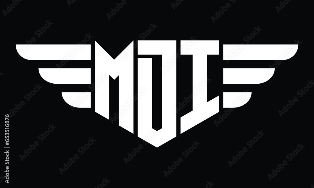 MDI three letter logo, creative wings shape logo design vector template ...