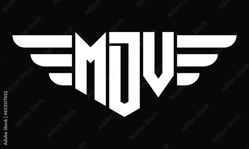 MDV three letter logo, creative wings shape logo design vector template ...
