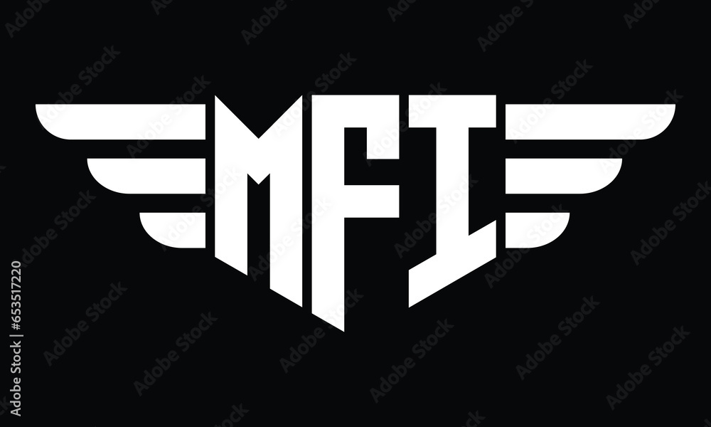 MFI three letter logo, creative wings shape logo design vector template ...