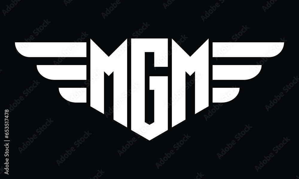 MGM three letter logo, creative wings shape logo design vector template ...