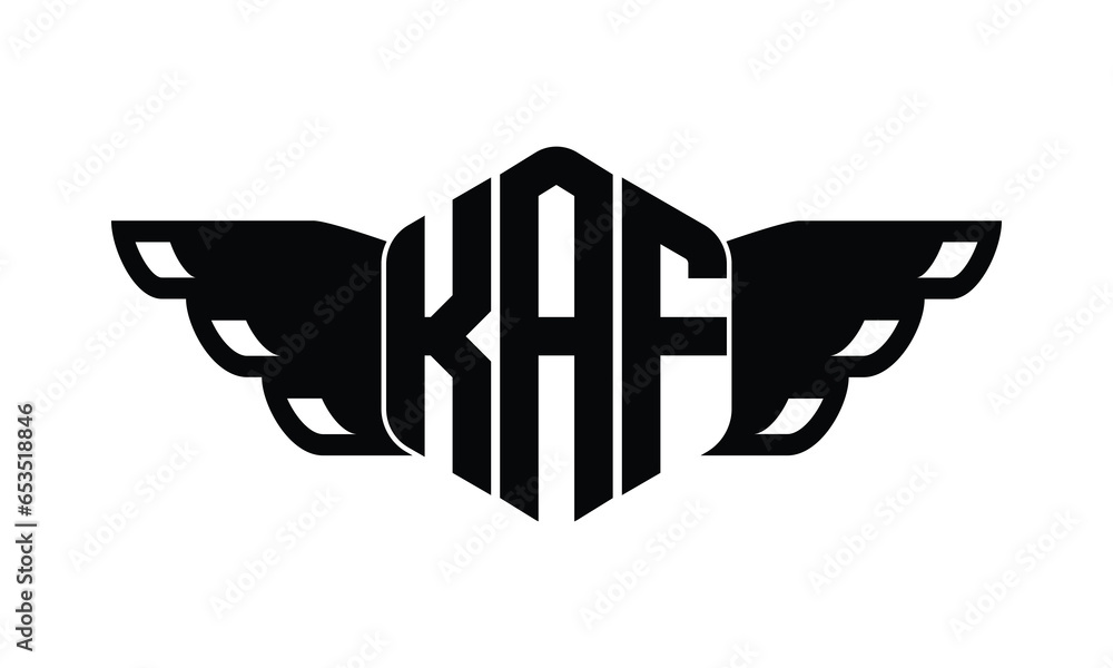 KAF three-letter butterfly iconic logo design vector template | polygon ...