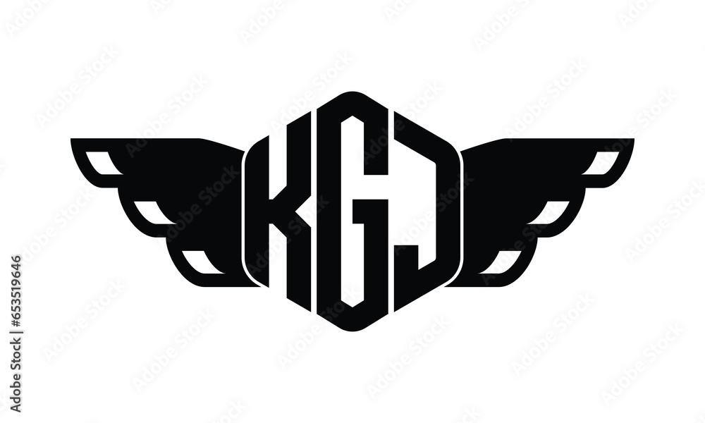 KGJ three-letter butterfly iconic logo design vector template | polygon ...