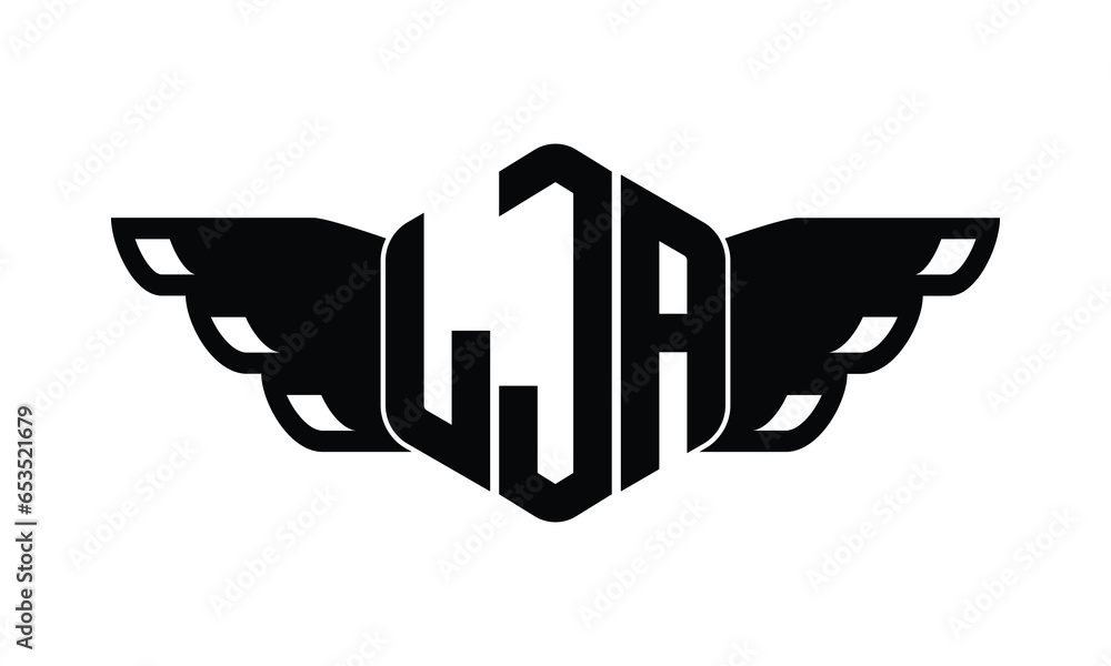 LJA three-letter butterfly iconic logo design vector template | polygon ...